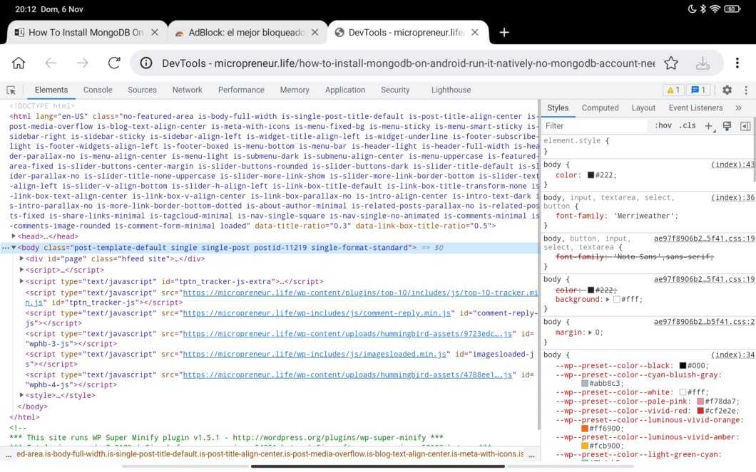 Developing on an Android Tablet